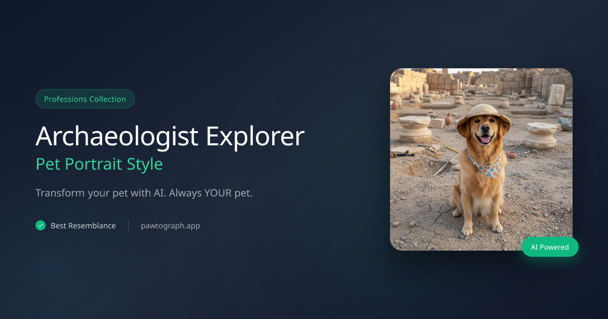 Archaeologist Pet Portrait - Explorer Photo Editor | Pawtograph