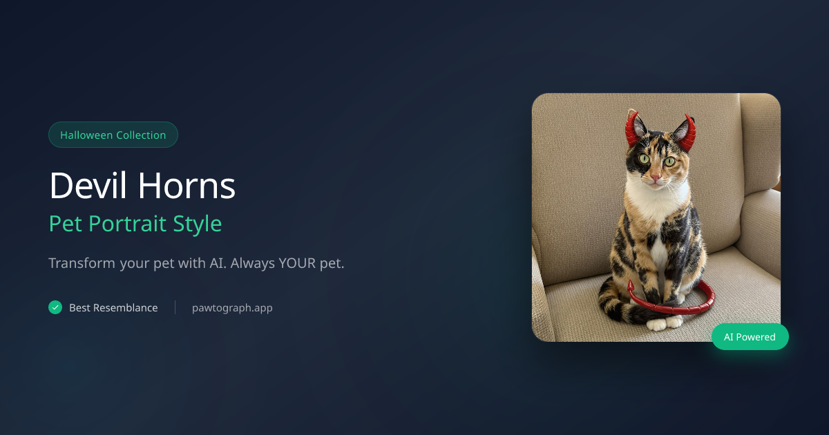 Devil Horns AI Pet Portrait - Halloween Photo Editor | Pawtograph