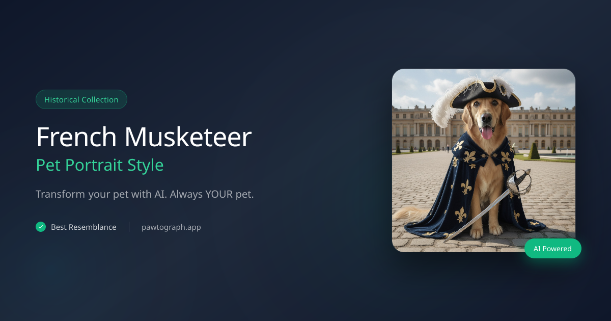 French Musketeer AI Pet Portrait - Versailles Photo Editor | Pawtograph