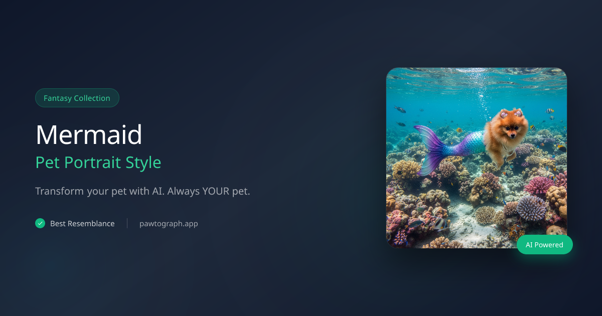 Mermaid Pet Costume AI - Underwater Fantasy | Pawtograph