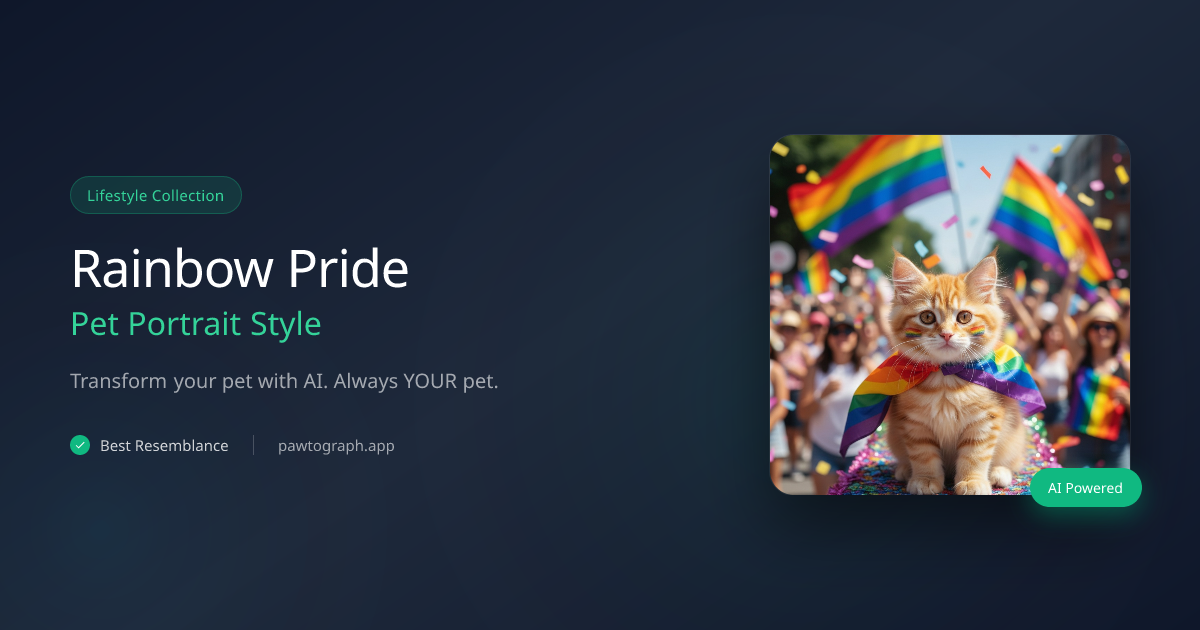 Rainbow Pride Pet Portrait - Pride Celebration AI Photo Editor | Pawtograph