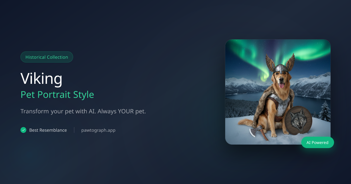 Viking AI Pet Portrait - Norse Warrior Photo Editor | Pawtograph